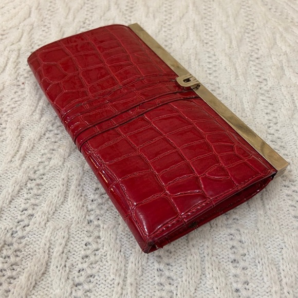 Unbranded | Bags | Vintage Red Faux Croc Long Wallet | Poshmark